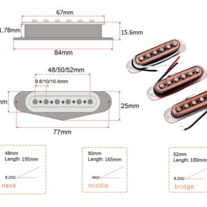 LAMSAM Electric Guitar Pickup Set, Single Coil Pickups Loaded High-output Alnico V Maganet Pole Pieces, Wax Potted Over Wound Pick-up, SSS PUP Replacement Fit 6 String Guitar