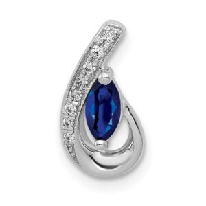 14k white gold diamond and .28 sapphire teardrop slide style pm5282-sa-005-wa