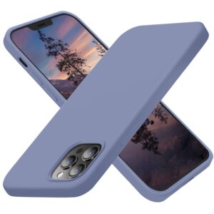 cordking compatible with iphone 12 pro max case, silicone ultra slim shockproof phone case with [soft anti-scratch microfiber lining], 6.7 inch, lavender gray