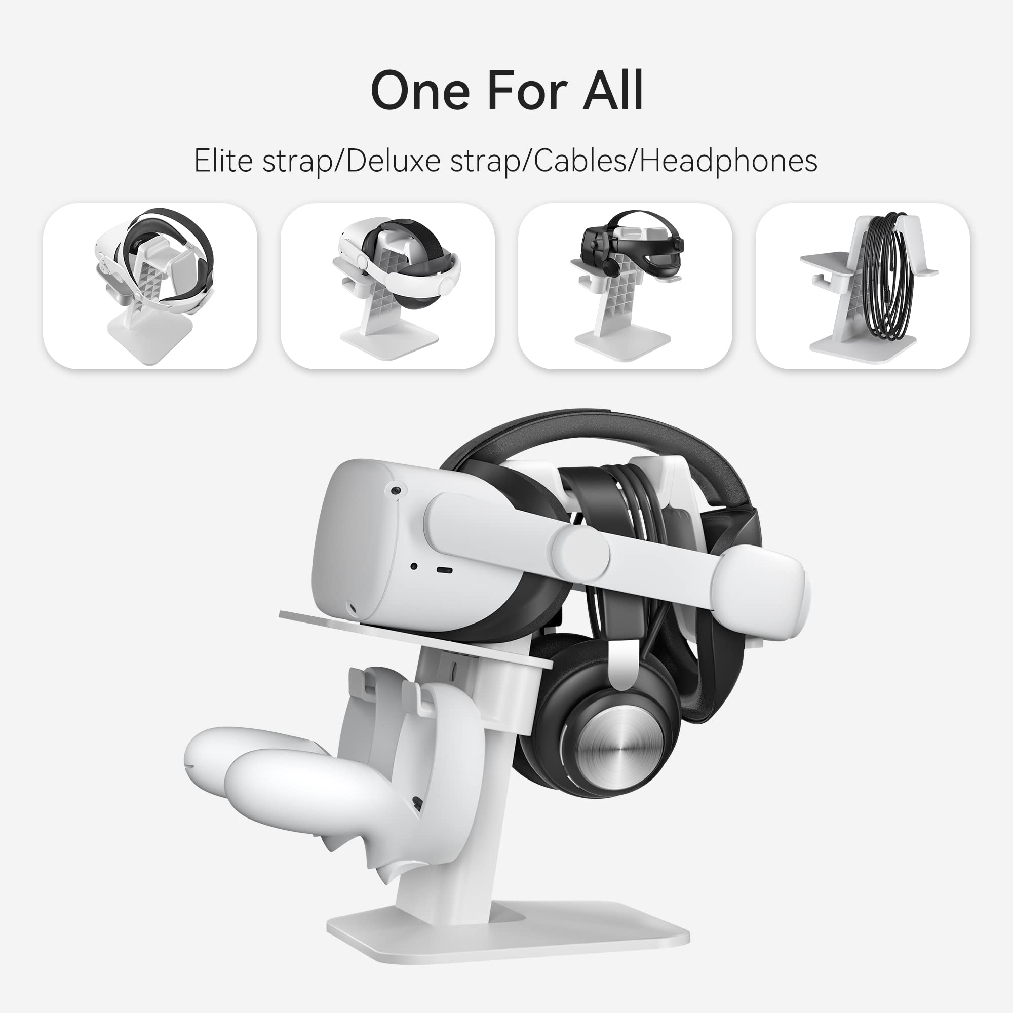 KIWI design VR Stand Accessories Compatible with Quest 2/PSVR 2/Valve Index/HP Reverb G2/ Pico 4/Quest VR Headset and Touch Controllers (Gray-White)