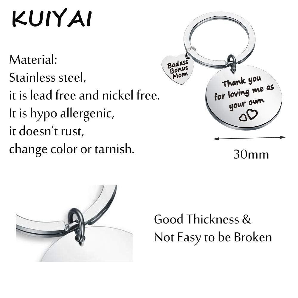 KUIYAI Thank You For Loving Me As Your Own Keychain (KS-Badass Bonus Mom)