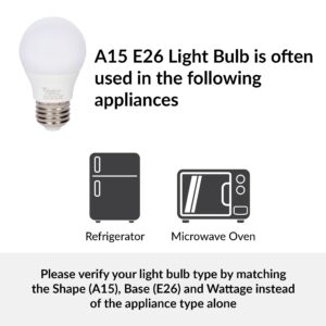 Simba Lighting LED A15 Refrigerator Light Bulbs (4-Pack) 4W 40W Replacement Small for Appliances, Freezers, Ceiling Fans, 120V, E26 Standard Medium Base, Frosted Cover, Not Dimmable, 5000K Daylight