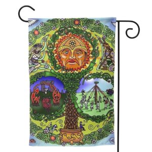 bonfire pagan tree maypole seasonal family double sided garden flag outdoor funny decorative flags for garden yard lawn decor gift 12 x 18 inch