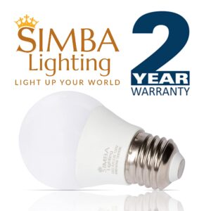 Simba Lighting LED A15 Refrigerator Light Bulbs (4-Pack) 4W 40W Replacement Small for Appliances, Freezers, Ceiling Fans, 120V, E26 Standard Medium Base, Frosted Cover, Not Dimmable, 5000K Daylight