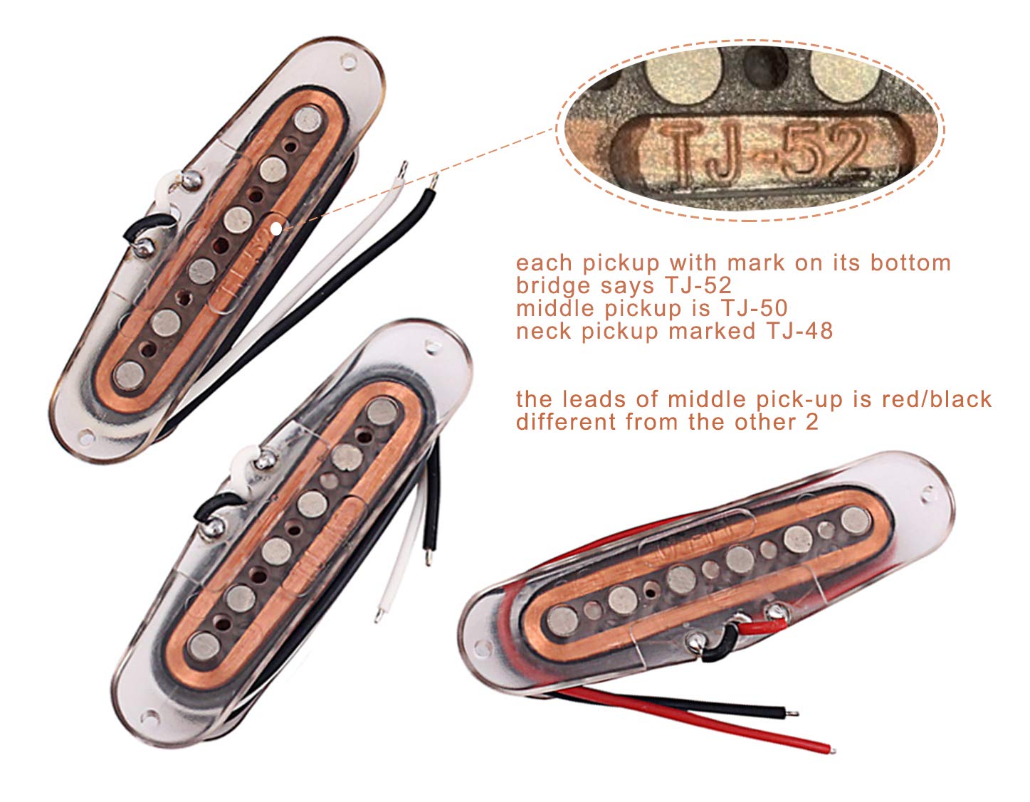 LAMSAM Electric Guitar Pickup Set, Single Coil Pickups Loaded High-output Alnico V Maganet Pole Pieces, Wax Potted Over Wound Pick-up, SSS PUP Replacement Fit 6 String Guitar