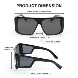 FEISEDY Rectangle Oversized Shield Sunglasses for Women Men Futuristic Rectangula Flat Top One Piece Shades B9037