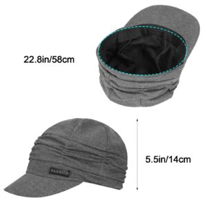 3 Pieces Newsboy Cabbie Cap Beret Hat Baseball Cap with Buttons Sun Brim for Woman Ladies (Navy Blue, Grey, Black)