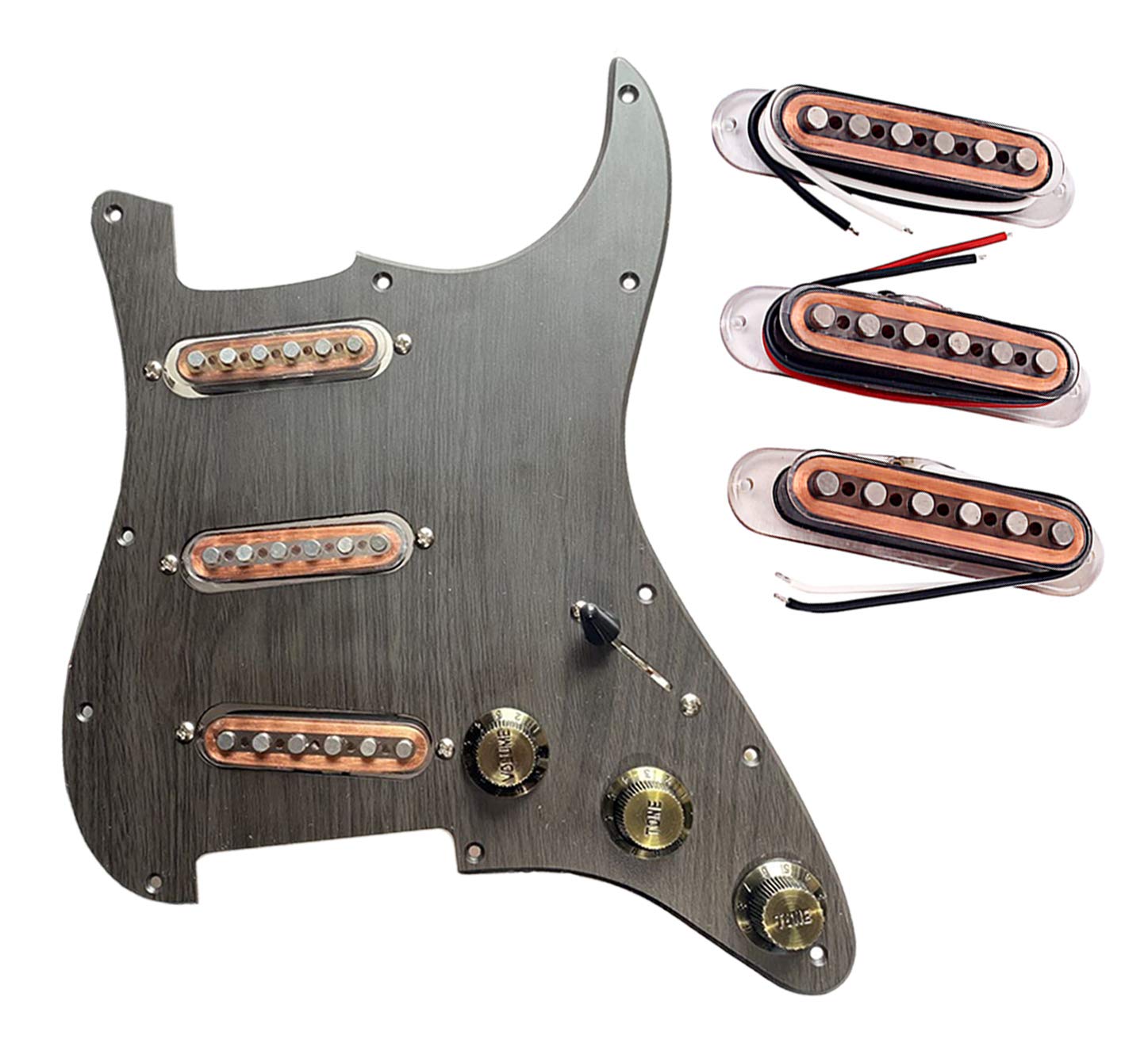 LAMSAM Electric Guitar Pickup Set, Single Coil Pickups Loaded High-output Alnico V Maganet Pole Pieces, Wax Potted Over Wound Pick-up, SSS PUP Replacement Fit 6 String Guitar