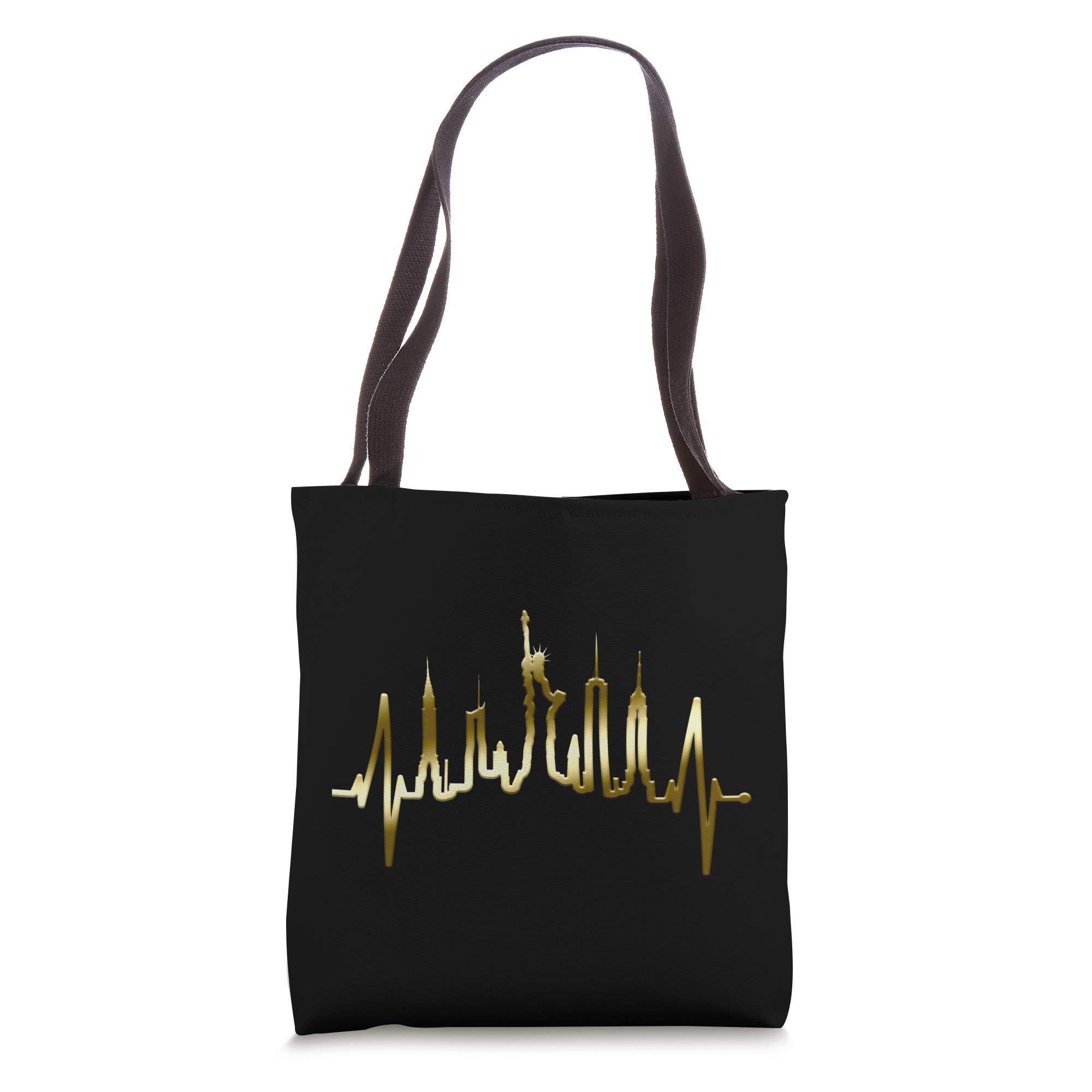 New York Skyline Heartbeat Love Statue Of Liberty New York Tote Bag