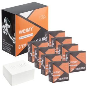 weimy gym chalk blocks(8 x 2oz blocks), sport hand chalk for gymnastics, rock climbing, weightlifting, power lifting, easy grip, moisture absorbing, magnesium carbonate chalk