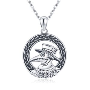 justkidstoy plague doctor necklace 925 sterling silver steampunk pendant necklace halloween jewelry gothic gifts for women