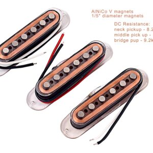 LAMSAM Electric Guitar Pickup Set, Single Coil Pickups Loaded High-output Alnico V Maganet Pole Pieces, Wax Potted Over Wound Pick-up, SSS PUP Replacement Fit 6 String Guitar