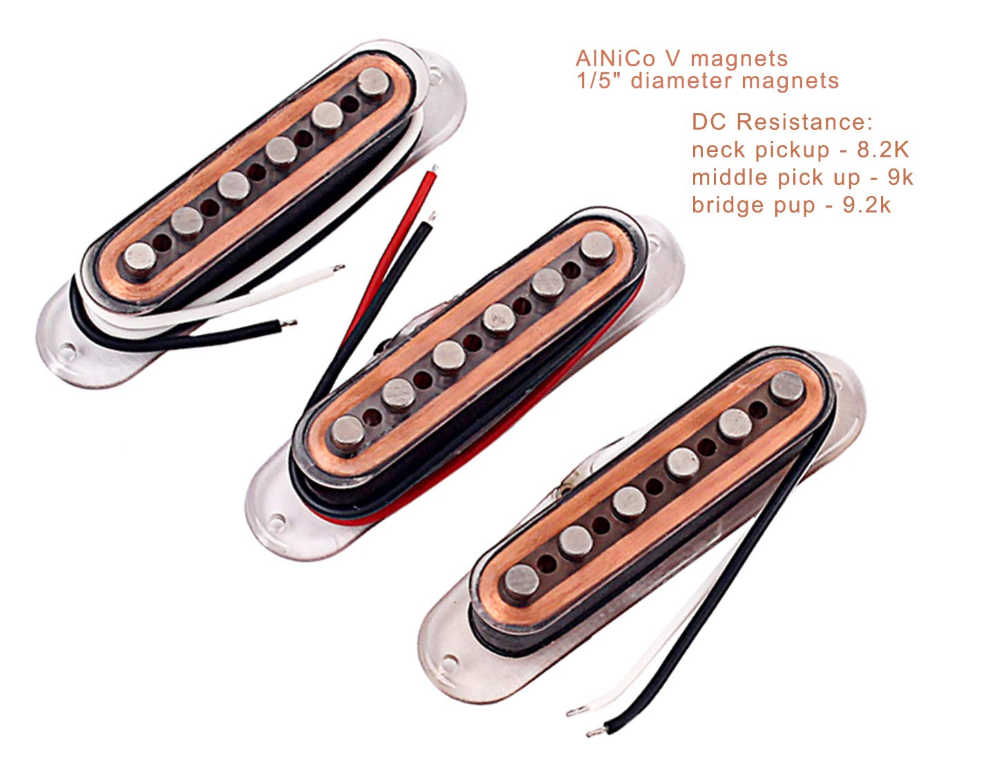 LAMSAM Electric Guitar Pickup Set, Single Coil Pickups Loaded High-output Alnico V Maganet Pole Pieces, Wax Potted Over Wound Pick-up, SSS PUP Replacement Fit 6 String Guitar