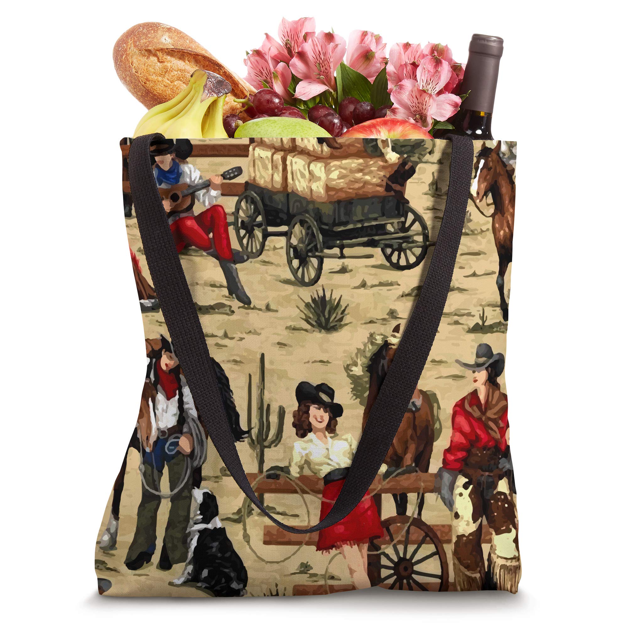 Cowgirl Western Boho West Country Retro Cactus Southwestern Tote Bag