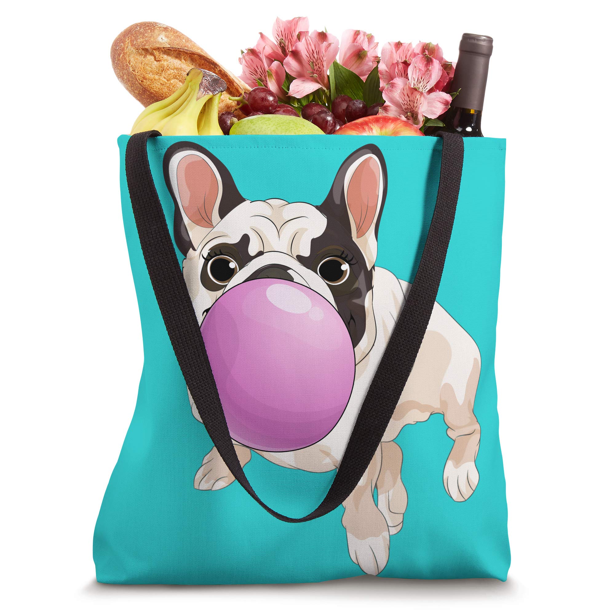 Funny Frenchie Blowing Bubble Gum Dog Gift French Bulldog Tote Bag