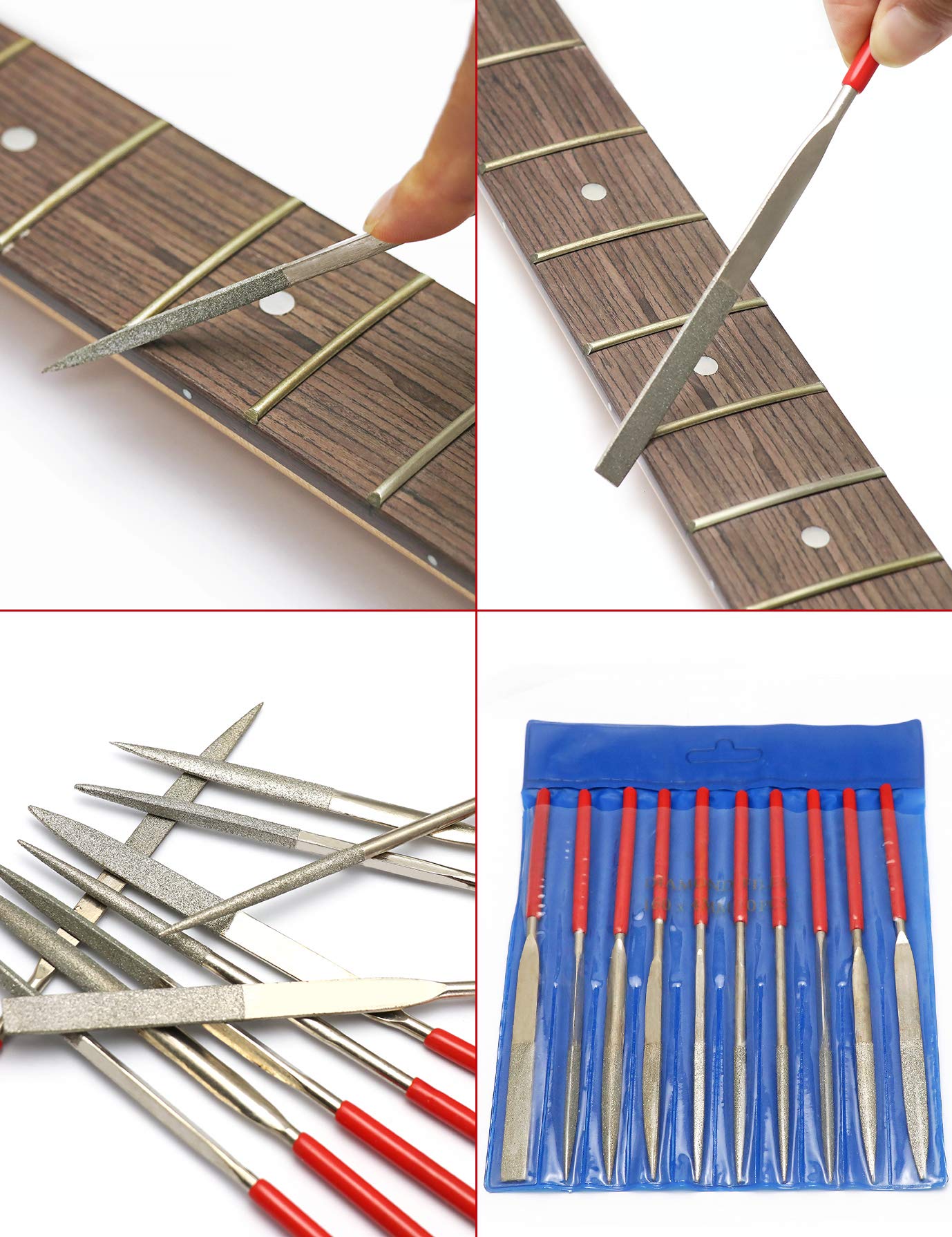 Harrier Guitar Nut Files Needle Fret Saddle Files Guitar Repair Luthier Tool Set of 10Pcs.