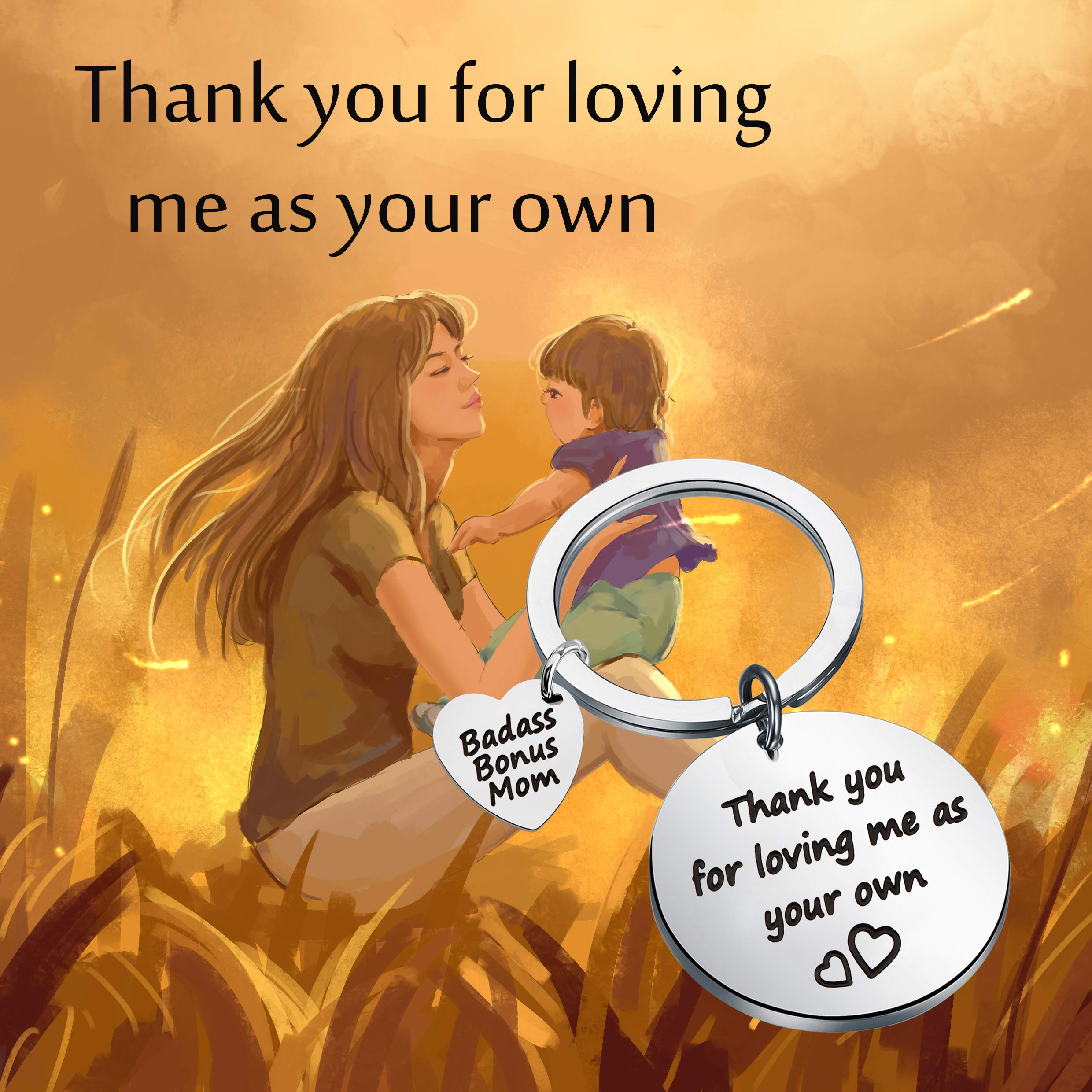 KUIYAI Thank You For Loving Me As Your Own Keychain (KS-Badass Bonus Mom)