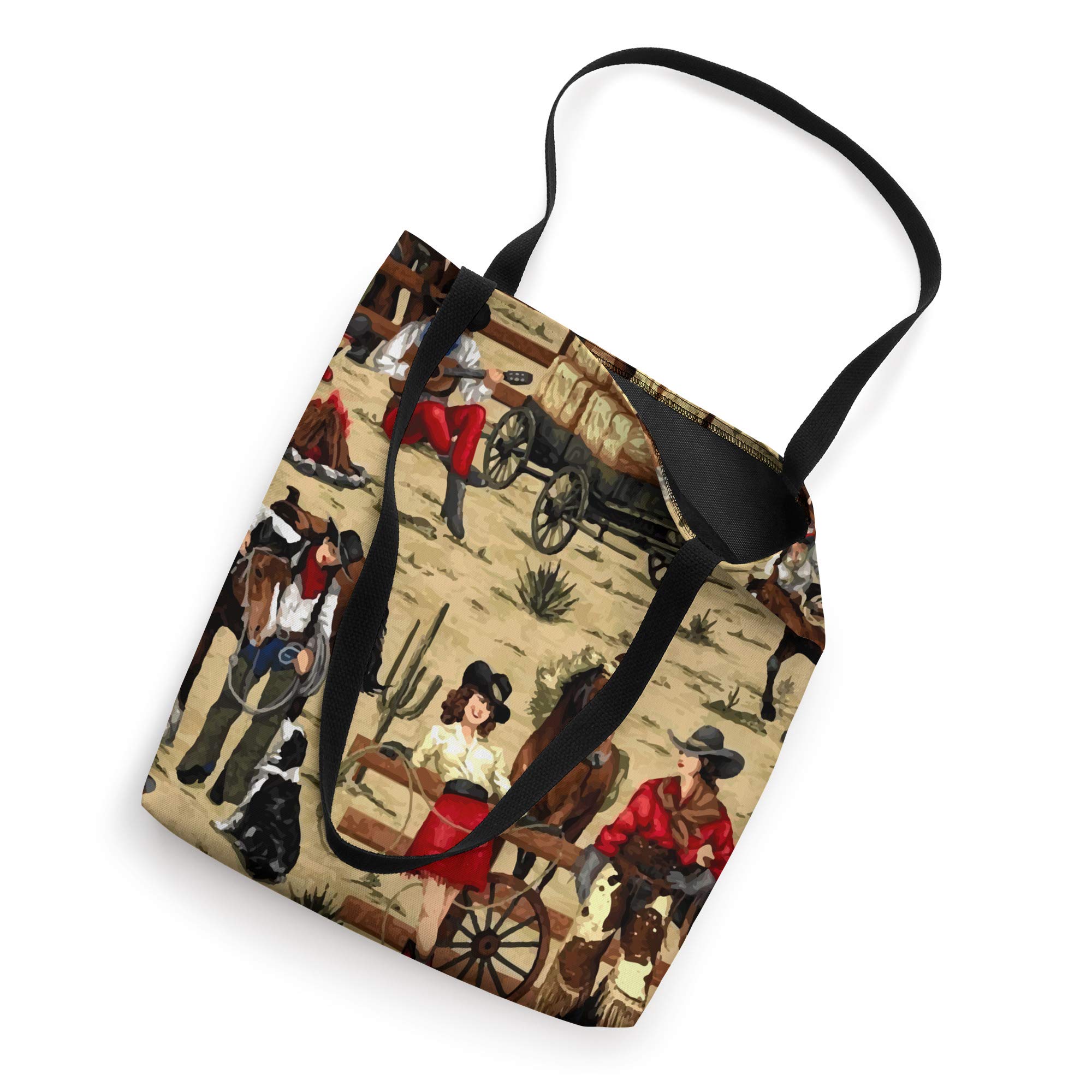 Cowgirl Western Boho West Country Retro Cactus Southwestern Tote Bag