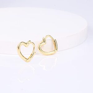 ALEXCRAFT Small Gold Heart Hoop Earrings 14K Gold Plated Tiny Heart Huggie Earrings for Women