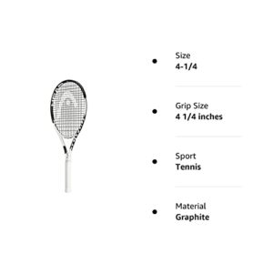 HEAD Metallix Attitude Pro White Tennis Racket - Pre-Strung Adult Tennis Racquet for Control and Maneuverability