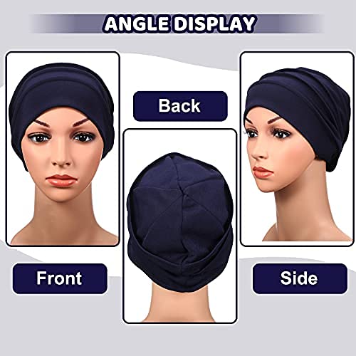 Syhood 5 Pieces Soft Sleep Cap Skull Cap Slouchy Beanie Bonnet Hat Women for Sleeping Hair Loss