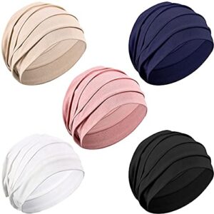 Syhood 5 Pieces Soft Sleep Cap Skull Cap Slouchy Beanie Bonnet Hat Women for Sleeping Hair Loss