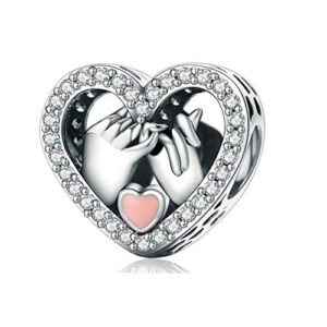 annmors love heart charm 925 sterling silver for woman beads gifts for women bracelet&necklace