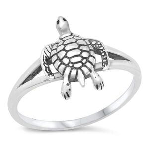 closeout warehouse sterling silver split shank sea turtle ring size 9