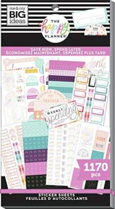 the happy planner sticker value pack - planner accessories - save now spend later theme - multi-color - great for budgeting & organizing - 30 sheets, 1170 stickers