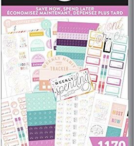 The Happy Planner Sticker Value Pack - Planner Accessories - Save Now Spend Later Theme - Multi-Color - Great for Budgeting & Organizing - 30 Sheets, 1170 Stickers