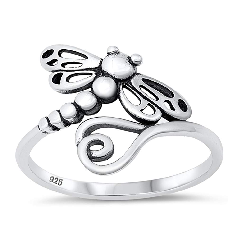 CloseoutWarehouse Sterling Silver Dragonfly Heart Ring Size 9