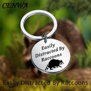 CENWA Raccoon Jewelry Easily Distracted By Raccoons Keychain Raccoon Lover Gift Raccoon Owner Gift (Raccoon K)