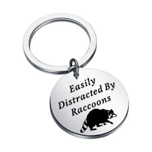 cenwa raccoon jewelry easily distracted by raccoons keychain raccoon lover gift raccoon owner gift (raccoon k)