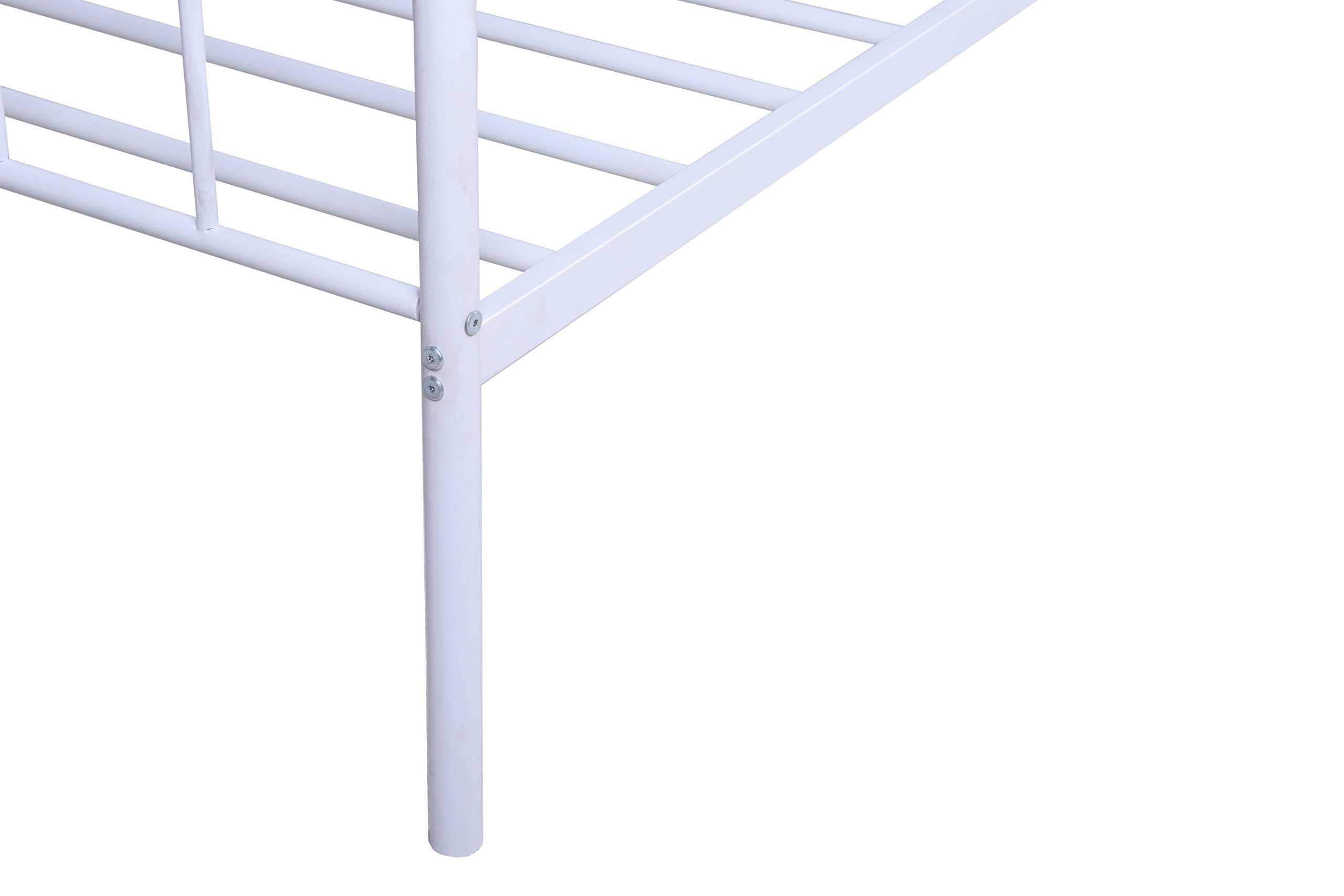 Modern Daybed with a Trundle Twin Size,Daybed Metal Frame with Pullout Trundle for Kids Teens and Adults, No Box Spring Needed,White Gray