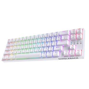 ltc nb681 nimbleback wired 65% mechanical keyboard, rgb backlit ultra-compact 68 keys gaming keyboard with hot-swappable switch and stand-alone arrow/control keys (hot swappable red switch, white)