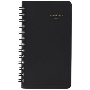 2022 pocket calendar by at-a-glance, weekly planner, 2-1/2" x 4-1/2", pocket size, unruled, black (7003505)