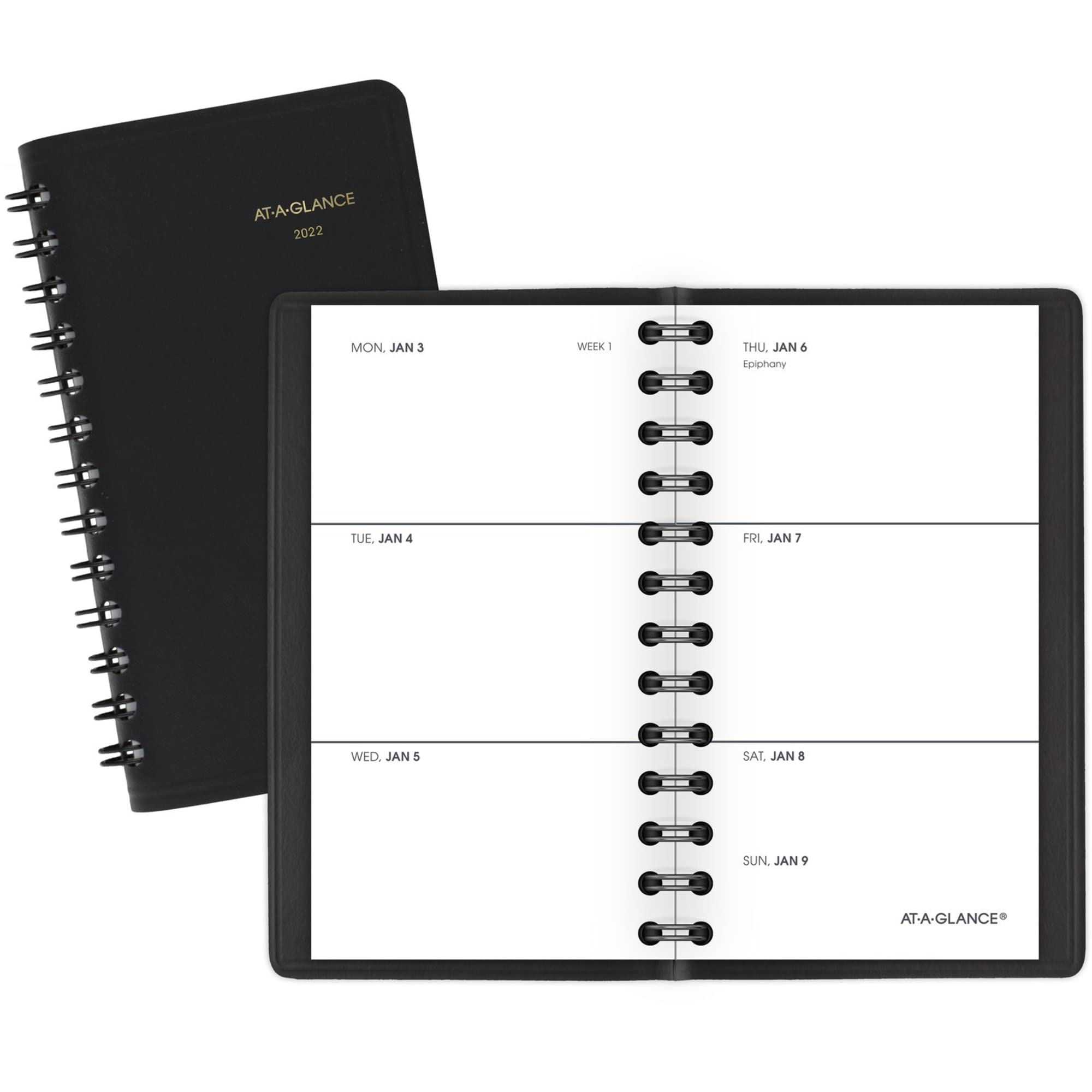 2022 Pocket Calendar by AT-A-GLANCE, Weekly Planner, 2-1/2" x 4-1/2", Pocket Size, Unruled, Black (7003505)