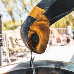 Burch Barrel Stockman's Leather Grill Gloves with Extra Long Thick Cuffs | Our Grilling Gloves are Made with 100% Genuine Leather and Heat Resistant Fabrics | Designed with Slicing and Dicing in Mind