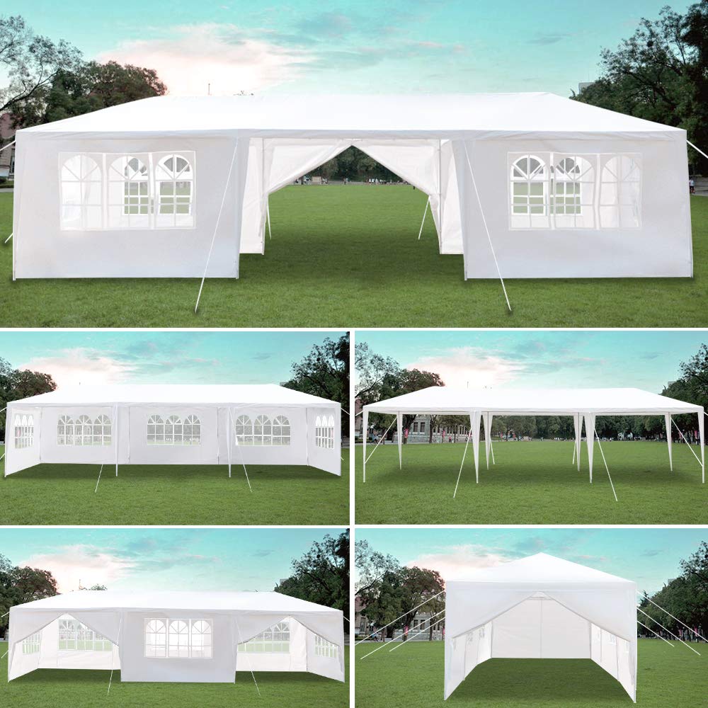 10x30 Party Tent Canopy Tent for Outdoor Wedding Party Camping BBQ Backyard w/ Removable Sidewalls PE Cloth & Waterproof (Away from Windy Weather)