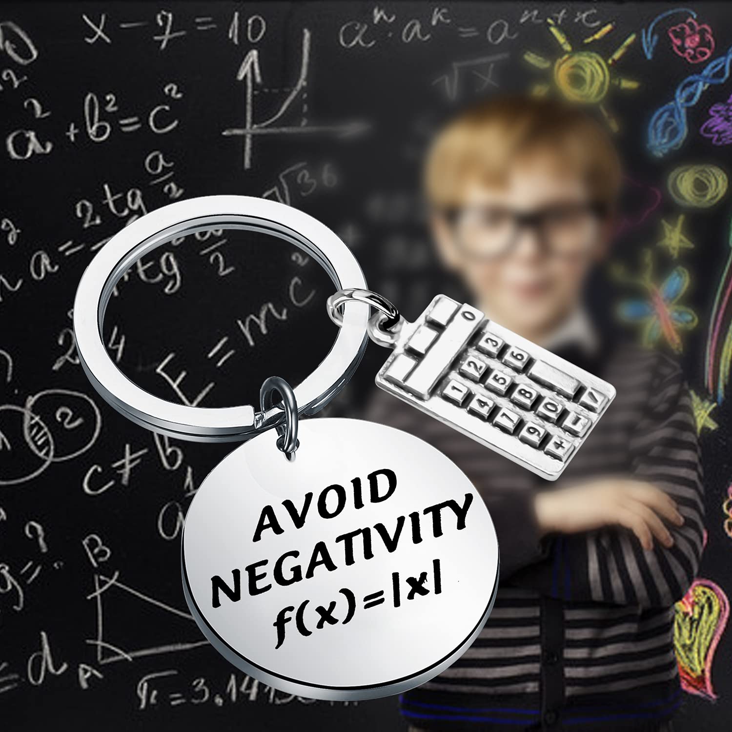 AKTAP Funny Mathematics Gift Avoid Negativity Math Keychain Math Lovers Jewelry Gift for Mathematician Math Student Graduation Gift (Math AVOID Keychain)