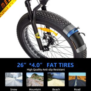 Katharina Shop Adults Electric Bike 750W Motor Fat Tire Electric Mountain Bicycle 48V Lithium Battery 7-Speed Snow Beach E-Bike Dirt Bicycles UL, Black