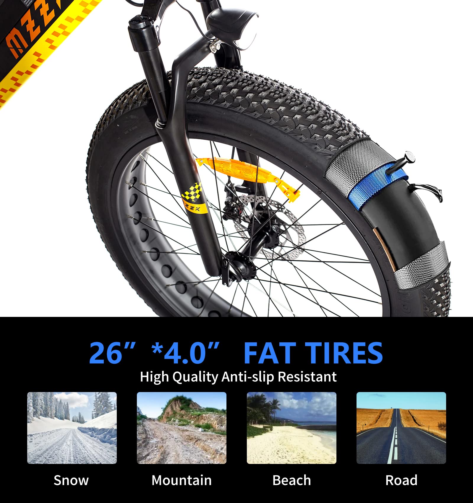 Katharina Shop Adults Electric Bike 750W Motor Fat Tire Electric Mountain Bicycle 48V Lithium Battery 7-Speed Snow Beach E-Bike Dirt Bicycles UL, Black