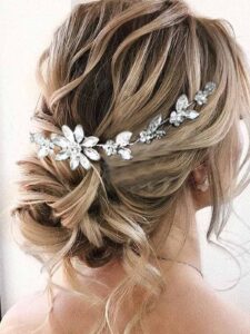 unsutuo crystal bride wedding hair vine silver flower bridal hair headpiece rhinestone hair pieces for women and girls