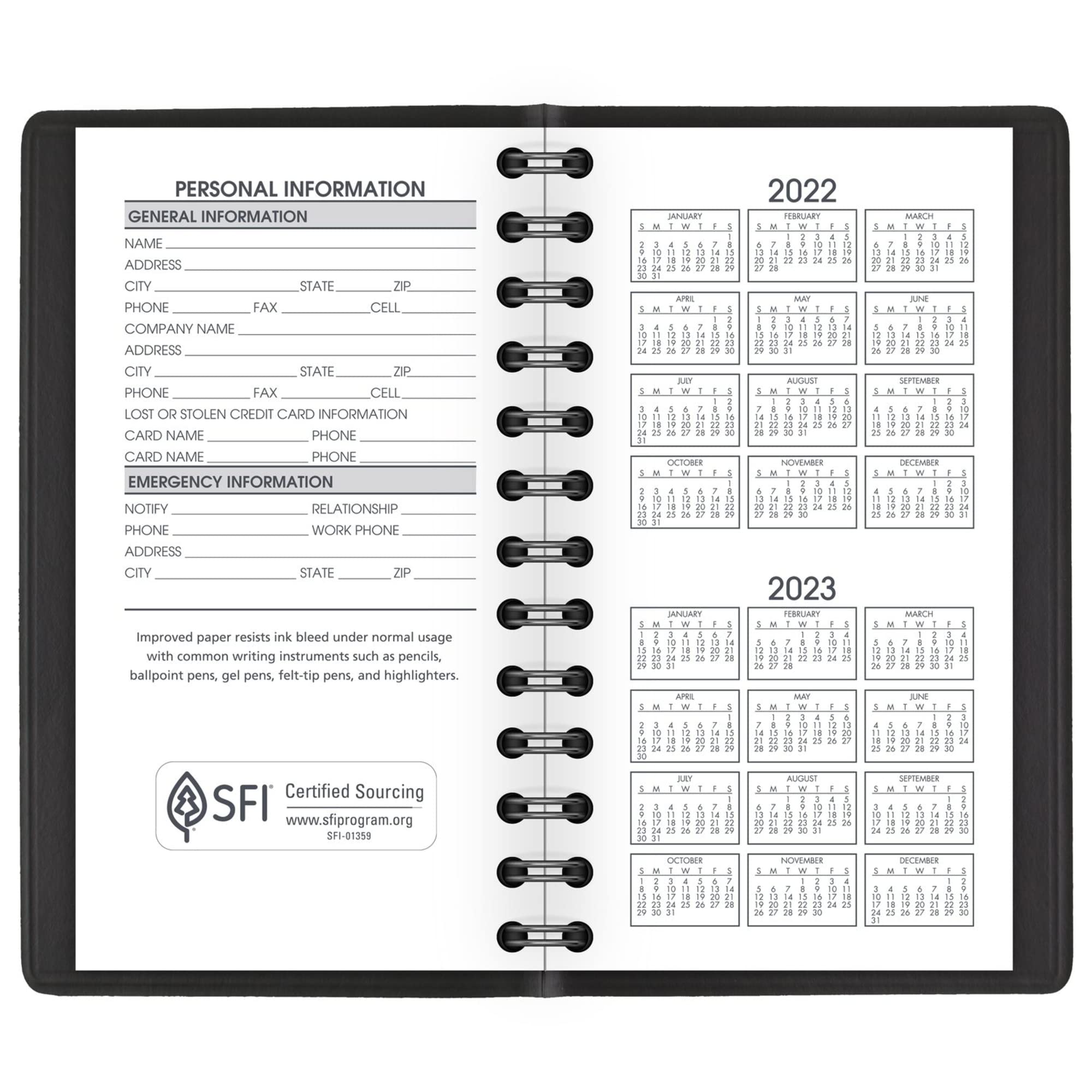 2022 Pocket Calendar by AT-A-GLANCE, Weekly Planner, 2-1/2" x 4-1/2", Pocket Size, Unruled, Black (7003505)