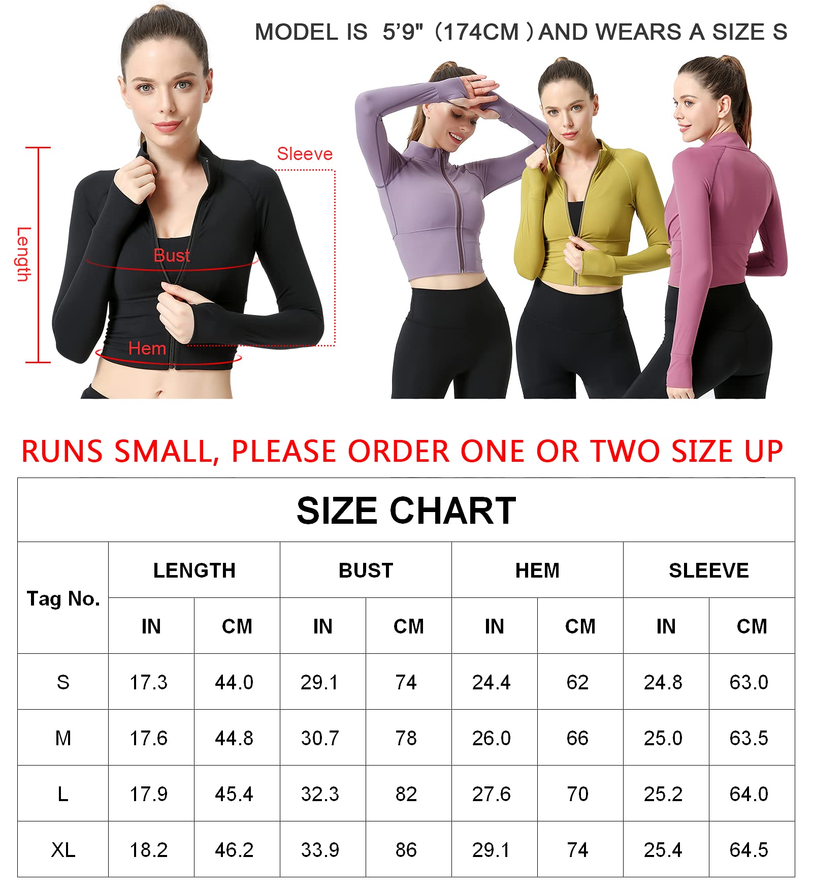 Women's Naked Felling Full Zip Running Jacket Track Workout Yoga Crop Top Lightweight Long Sleeve Soft Sweatshirt Outerwear Activewear Black