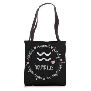 aquarius facts apparel for men women funny zodiac sign gift tote bag