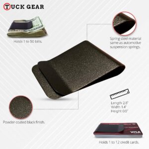 TUCK GEAR Black Money Clip for Men with Reinforced Bill and Card Holder Strength, Large Capacity Storage, Slim Front Pocket Minimalist Carry, Travel Friendly