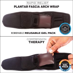 Copper Fit Rapid Relief Plantar Fascia Arch Foot Wrap with Hot or Cold Gel Pack, Black, Adjustable