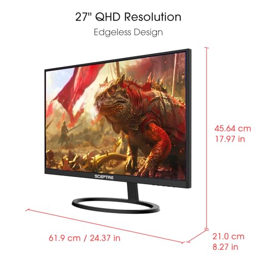 Sceptre IPS 27 Inch 2K 2560 x 1440p QHD 75Hz DisplayPort HDMI 99% sRGB Build-in Speakers Machine Black (E275W-QPT)