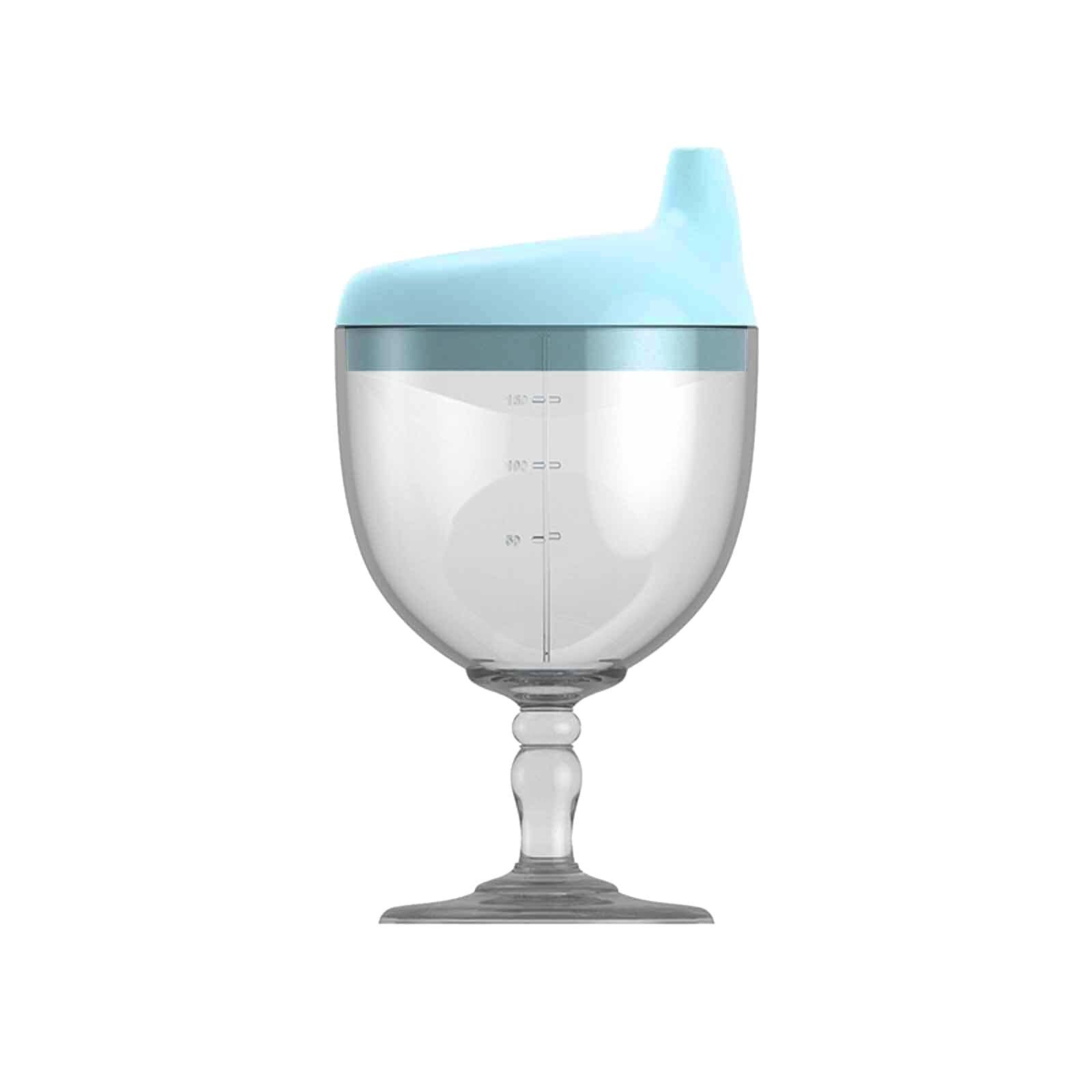 Wine Sippy Cup, Plastic Wine Glass Baby Goblet Sippy Cup Beverage Mug Milk Bottle with Lid for Kids Birthday Party or Celebration (over 8 months)